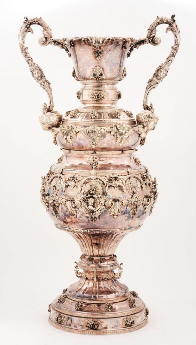Monumental Silver Baroque Style Vase.