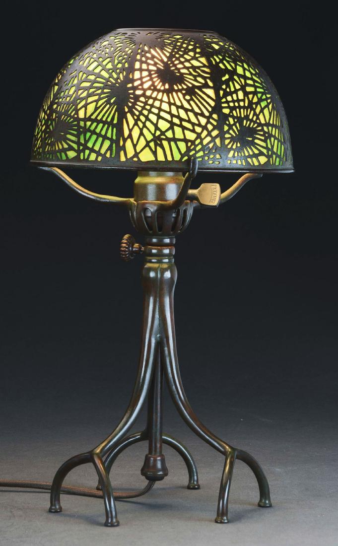 Tiffany Studios Adjustable Pine Needle Desk Lamp.