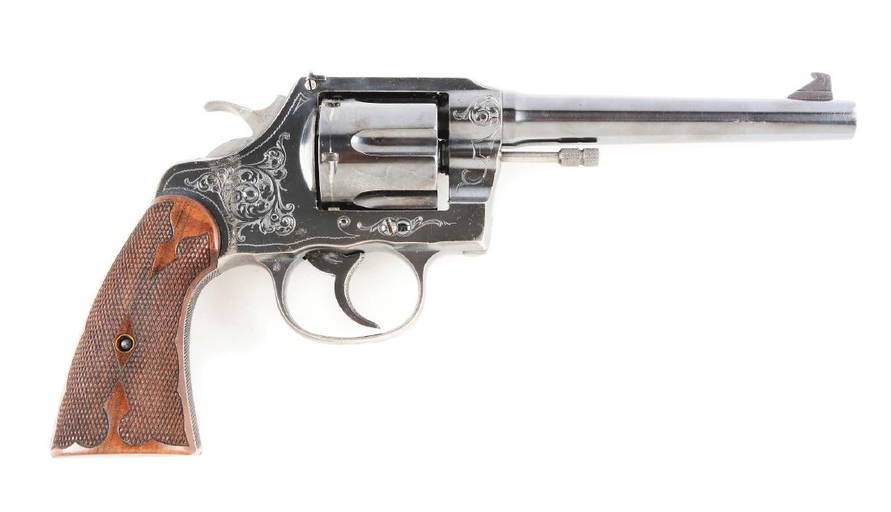 (c) Engraved Colt New Service Target Old Model Double