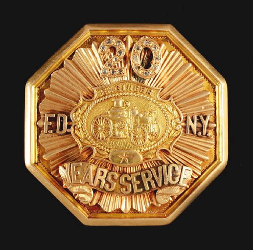 Fdny Engineer's 14k Gold 20 Year Service Badge.