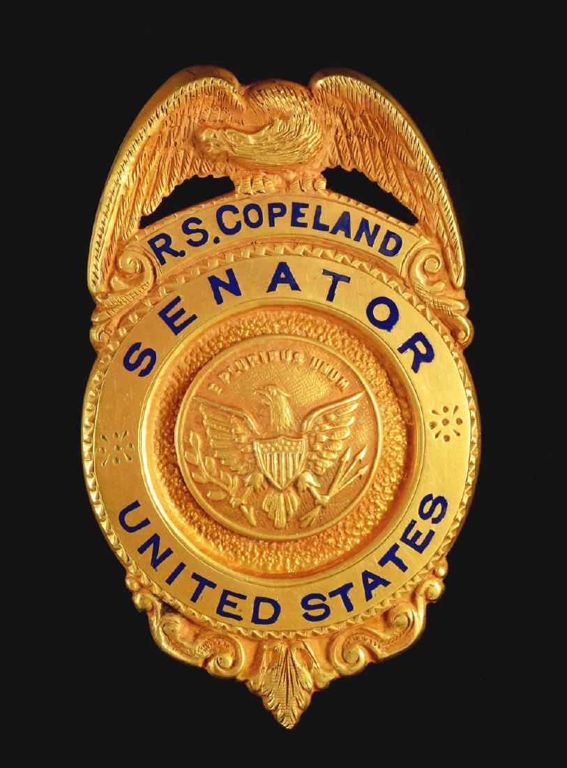 14K Gold United States Senator's Badge RS Copeland.