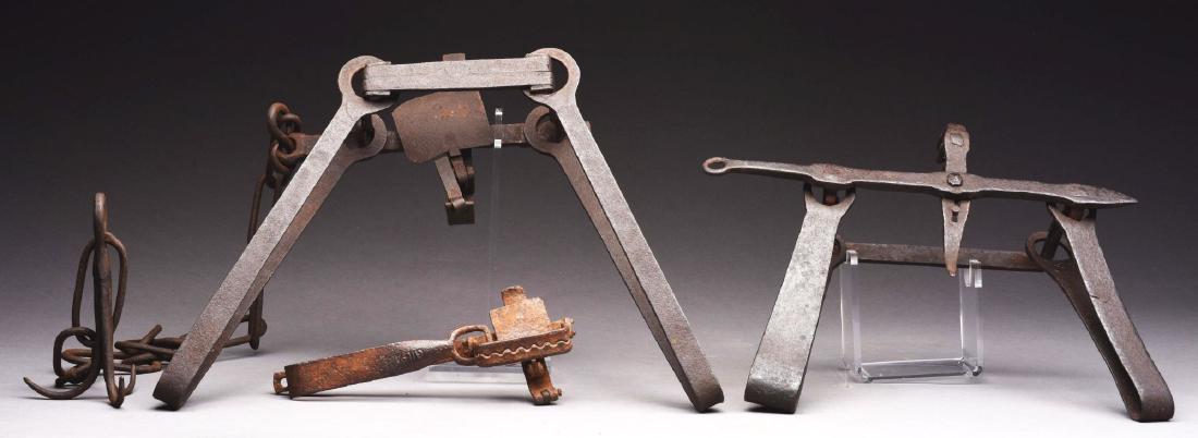 Lot of 3 Early Animal Traps: One Dated 1755, One