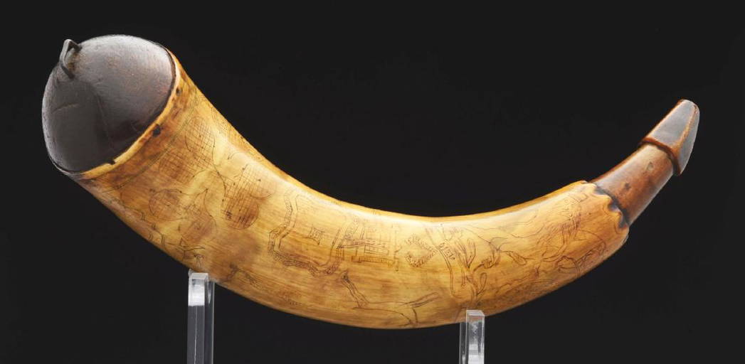 Jacob Slagle Powder Horn With British Crest, Dated