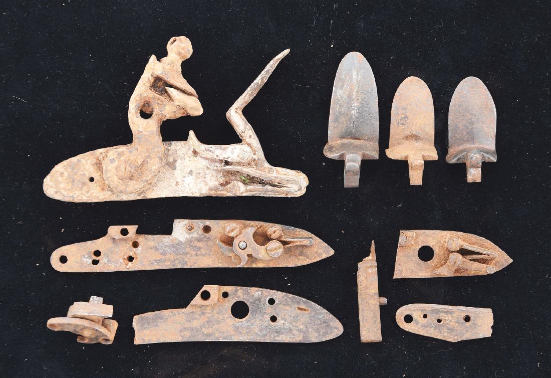 Lot of Flintlock Plates, Frizzens, and Parts.