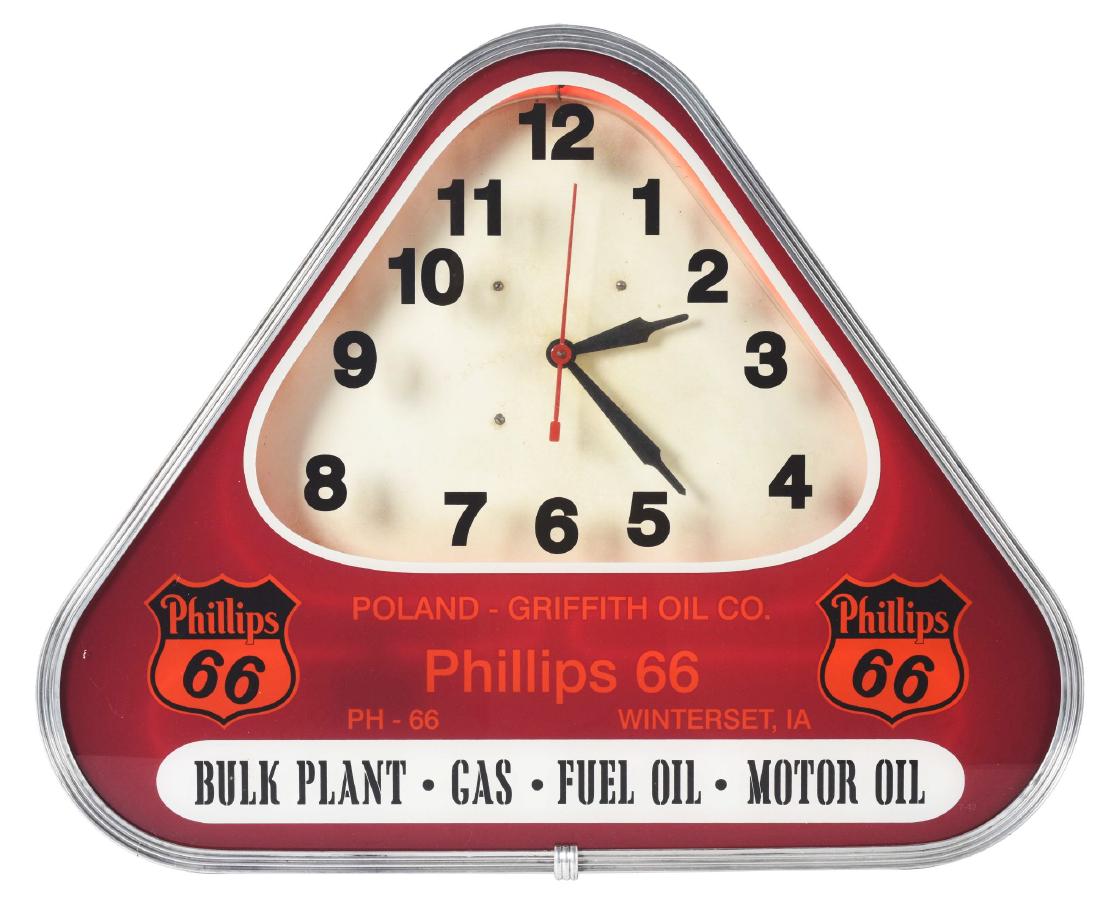 Rare Phillips 66 Gasoline Neon Advertising Clock.