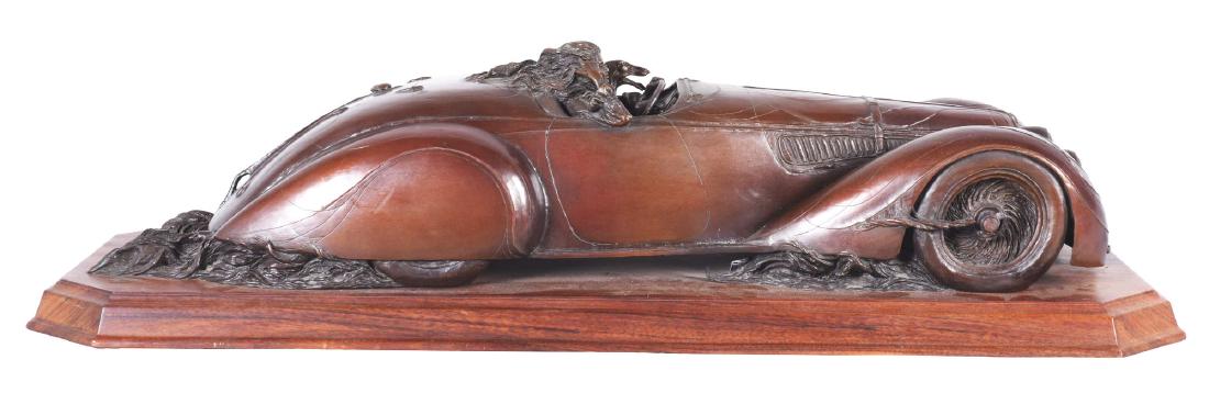 Stanley Wanlass Freewheelin' Bronze Sculpture On Walnut