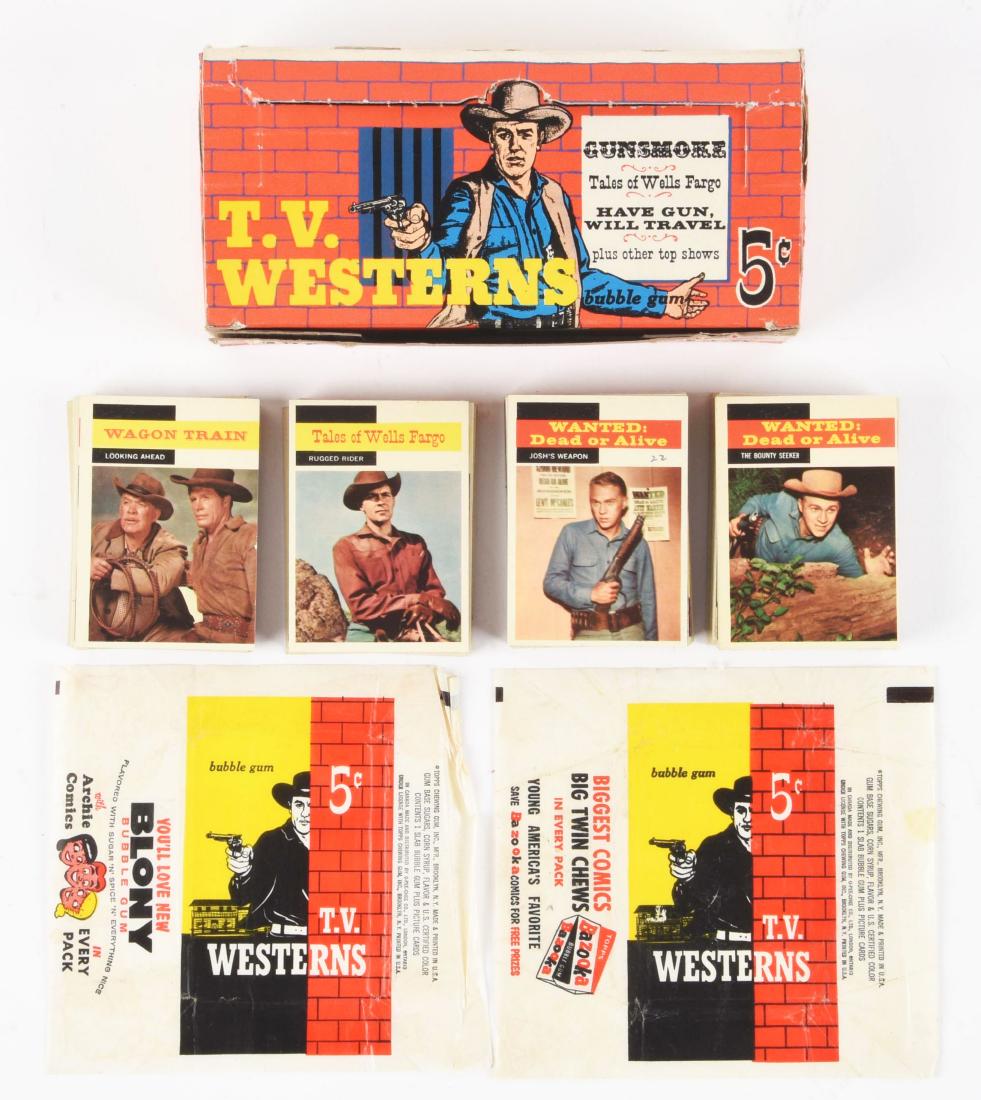 Topps 1958 TV Westerns Empty Wax Box, Wrappers & Cards.