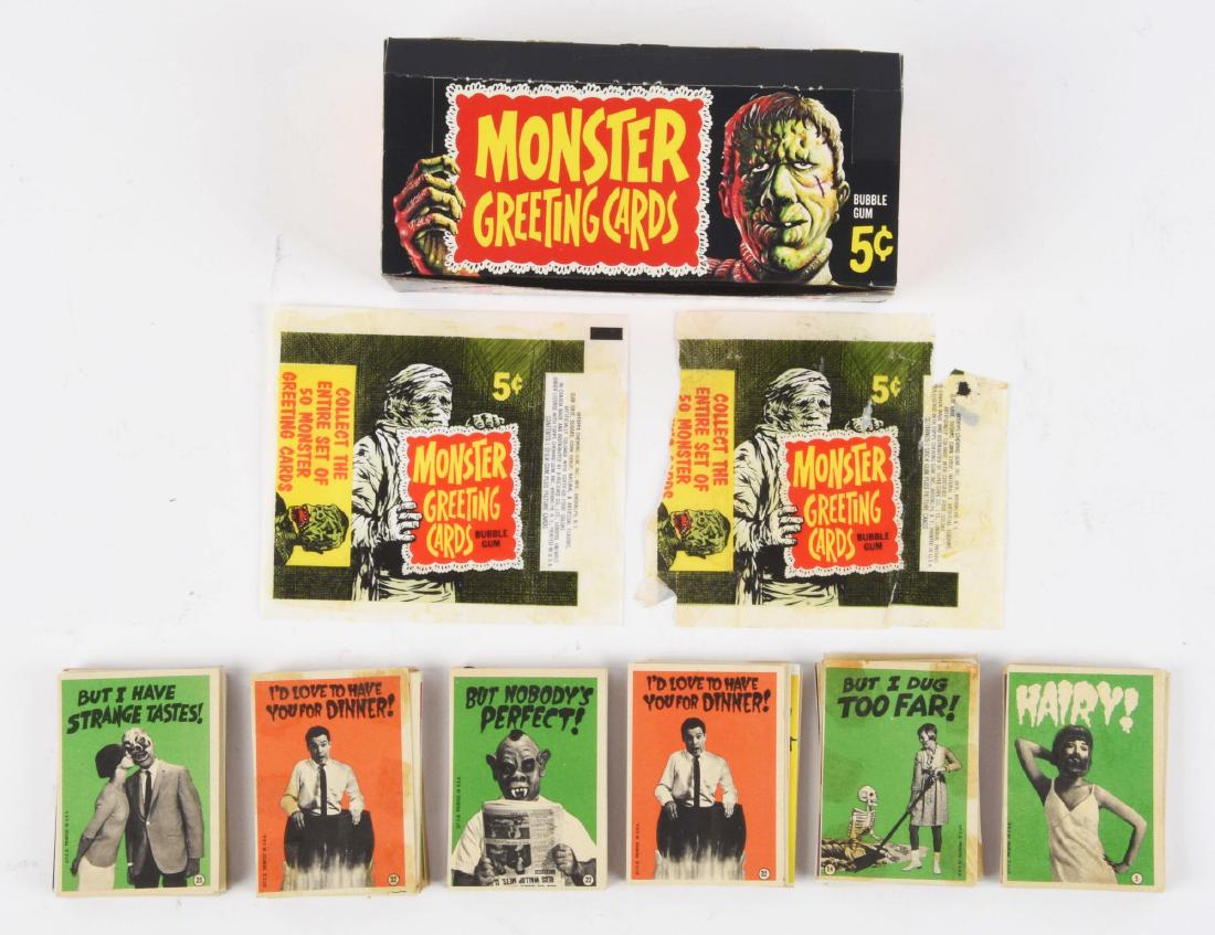 1965 Topps Monster Greeting Cards Wax Box, Wrappers