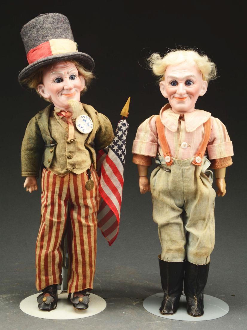 Lot Of 2: Dressel Uncle Sam & Farmer Bisque Head Dolls.