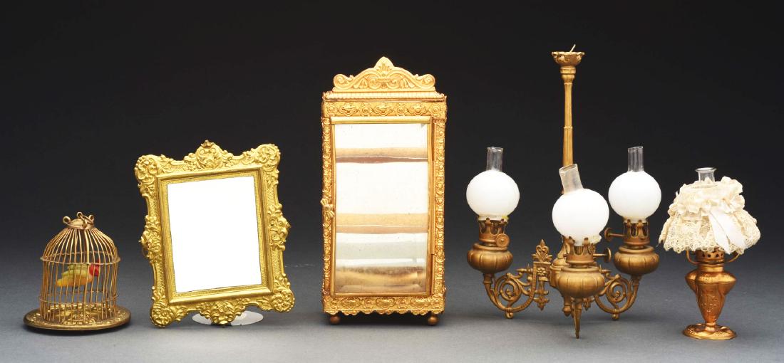Lot Of 5: Ormolu Display Cabinet & Other Items.