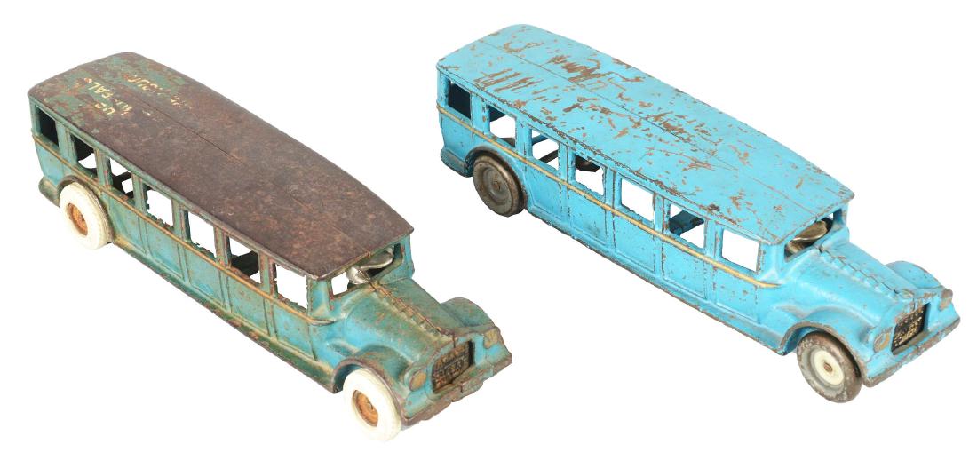 Lot Of 2: Arcade Mfg. Co. Cast Iron Toy Buses.