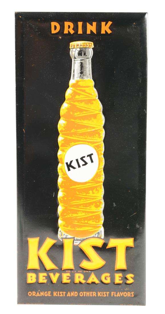Kist Beverages Tin Over Cardboard Advertising Sign.