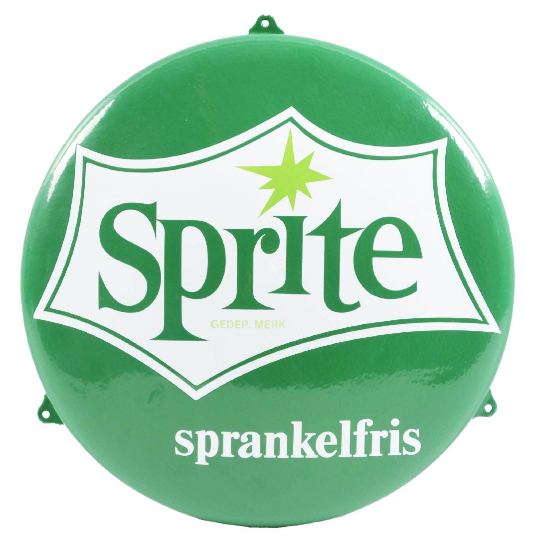 1960's European Sprite Porcelain Button Sign.