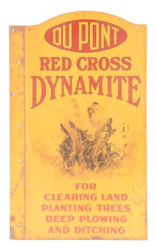 Dupont Red Cross Dynamite Advertising Flange Sign.