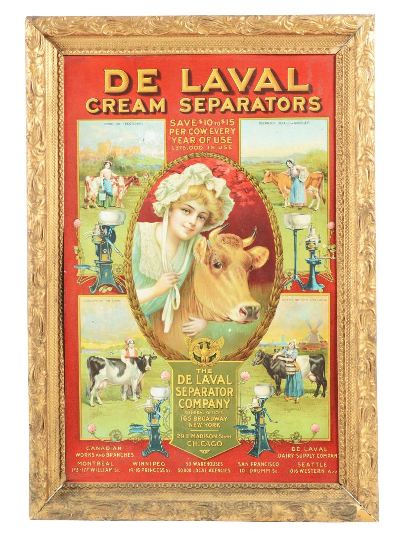 DeLaval Cream Separators Tin Litho Advertising Sign.