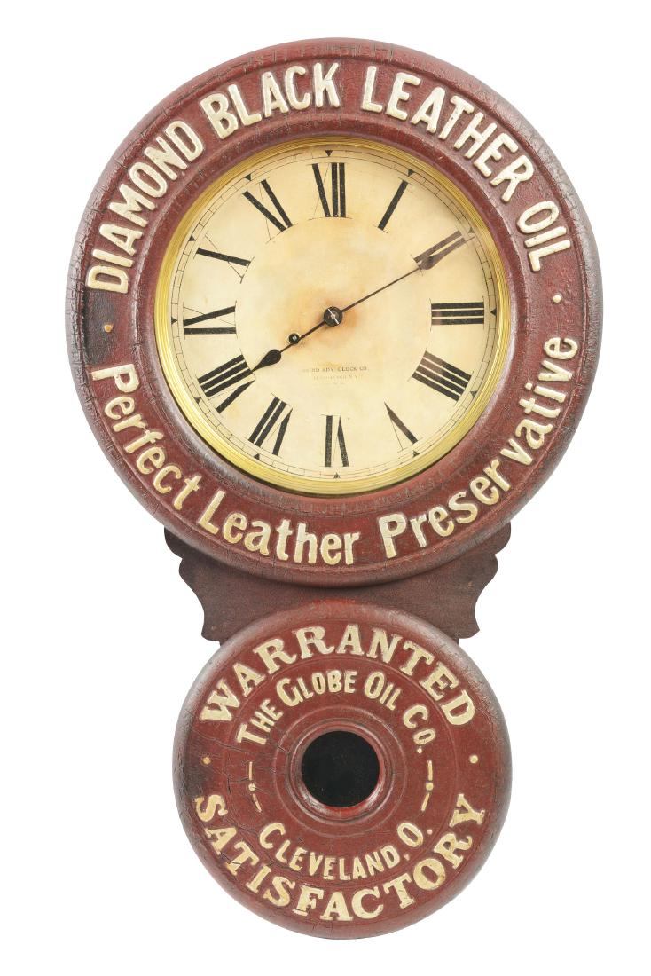 Diamond Black Leather Oil Baird Advertising Clock