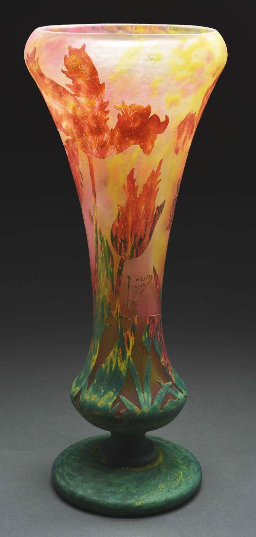 Daum Parrot Tulip Cameo Vase.
