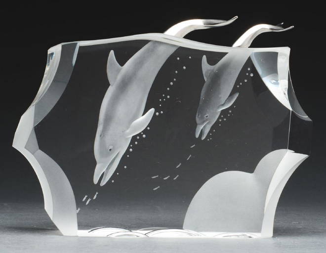 Steuben Two Dolphins.