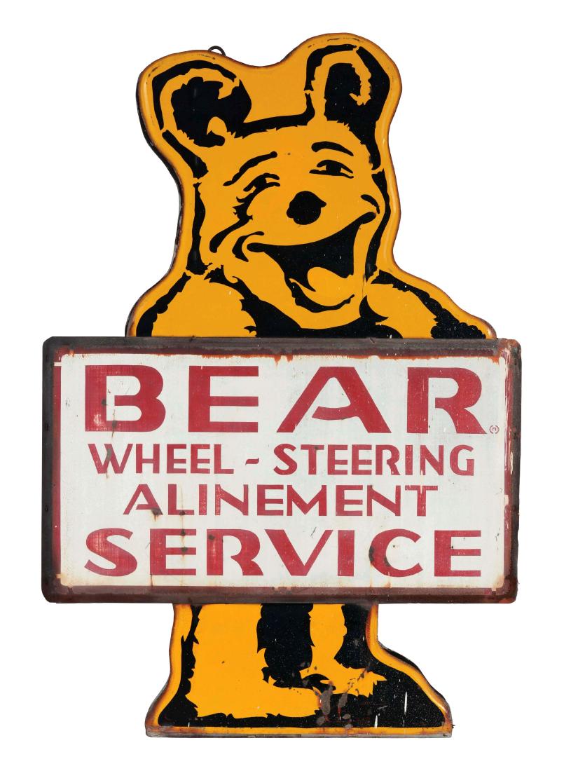Bear Wheel Alignment Service Die-Cut Tin Sign On