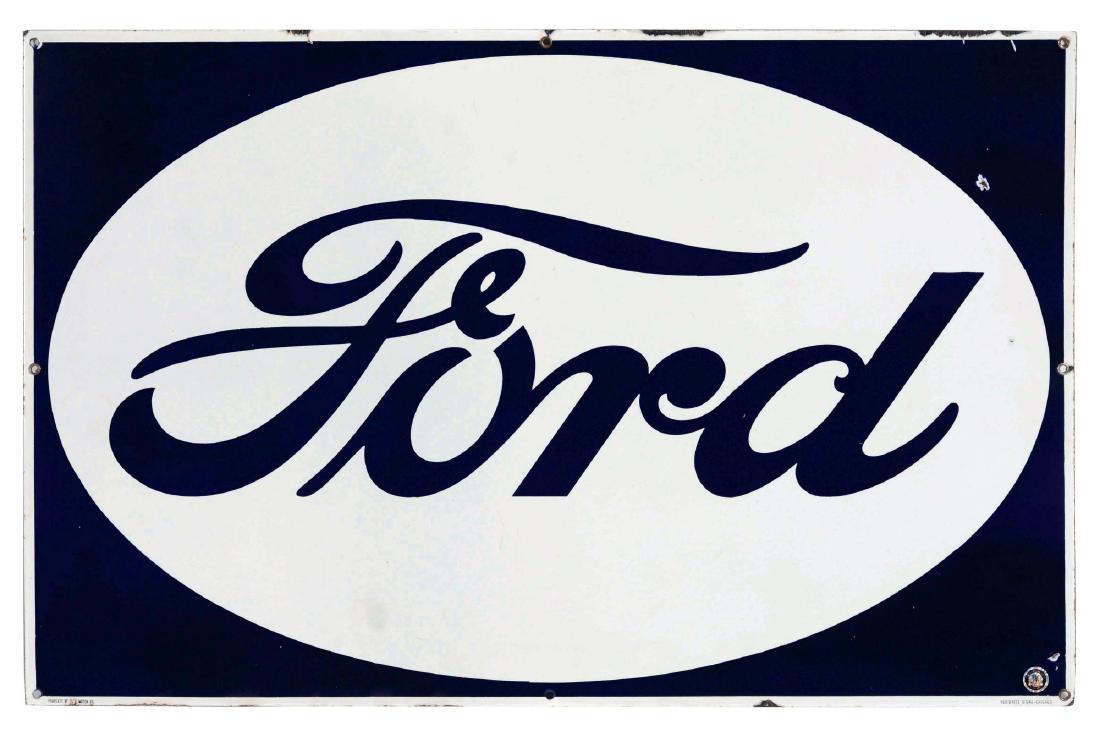 Ford Motor Cars Porcelain Sign with Ford Script.