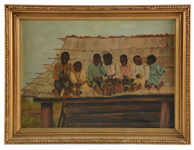 Seven Pickaninnies Kids On Roof Painting By Lena L.