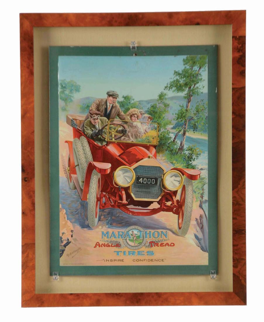 Marathon Tires Tin Lithograph Advertising Sign.