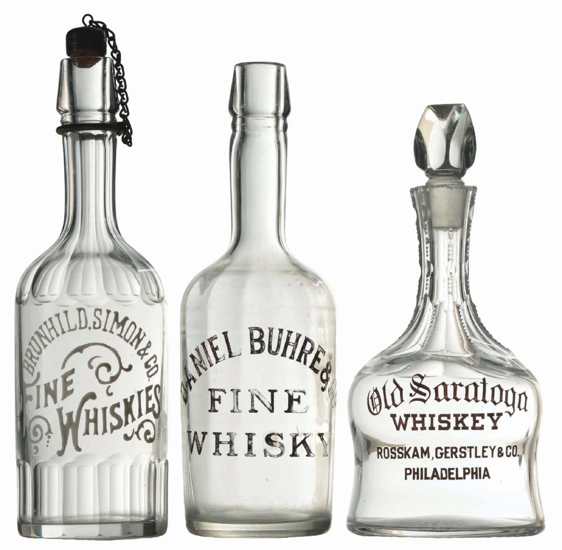 Lot Of 3: Antique Back Bar Whiskey Bottles.