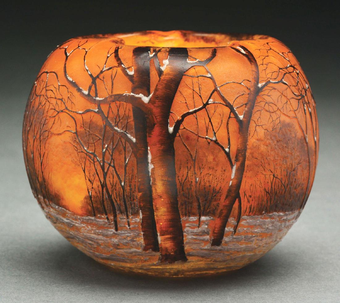 Daum Winter Scene Rose Bowl. - Jun 18, 2019 | Dan Morphy Auctions in PA