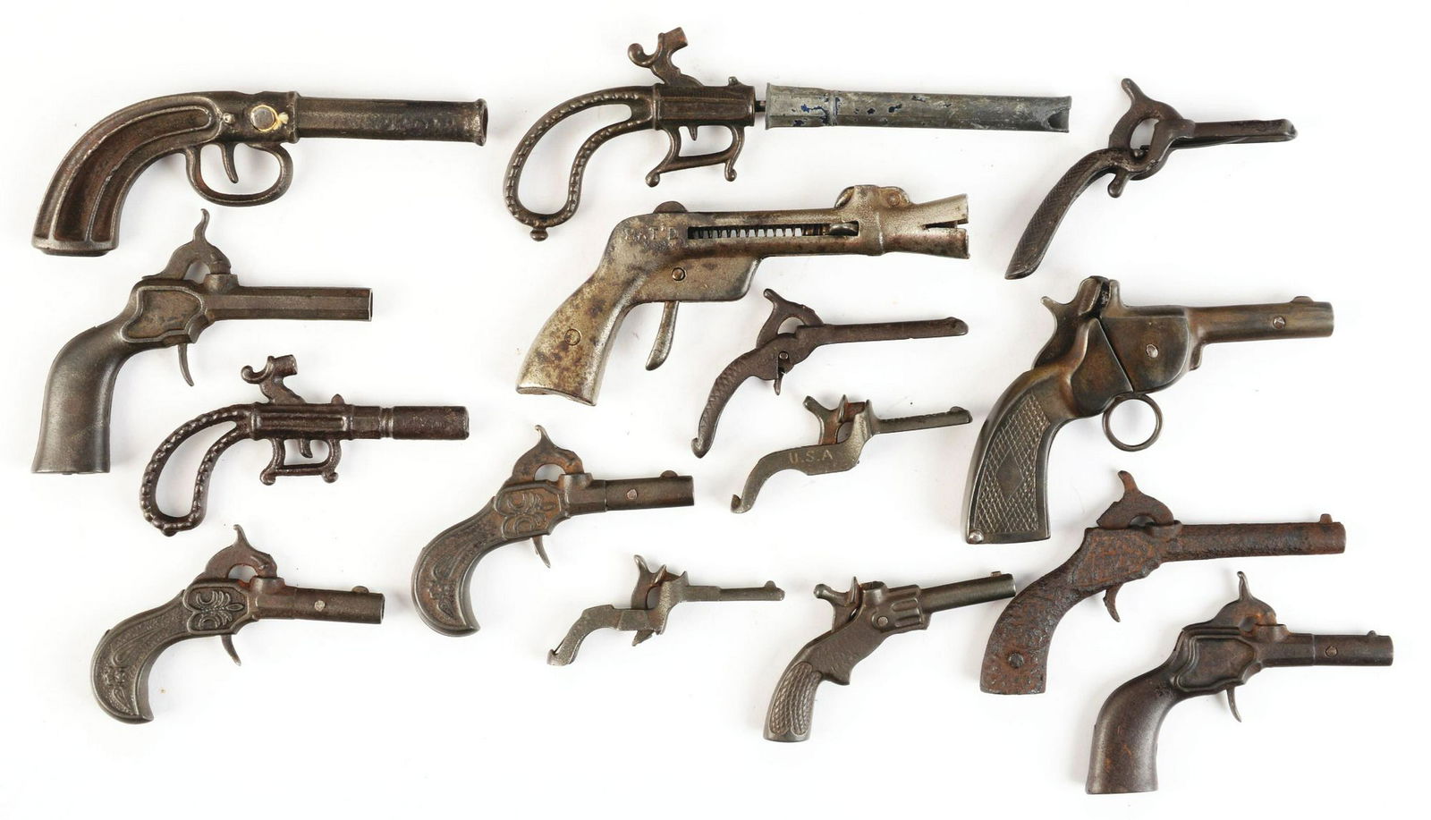 Lot Of 15: Vintage Early Cast Iron Cap Guns.