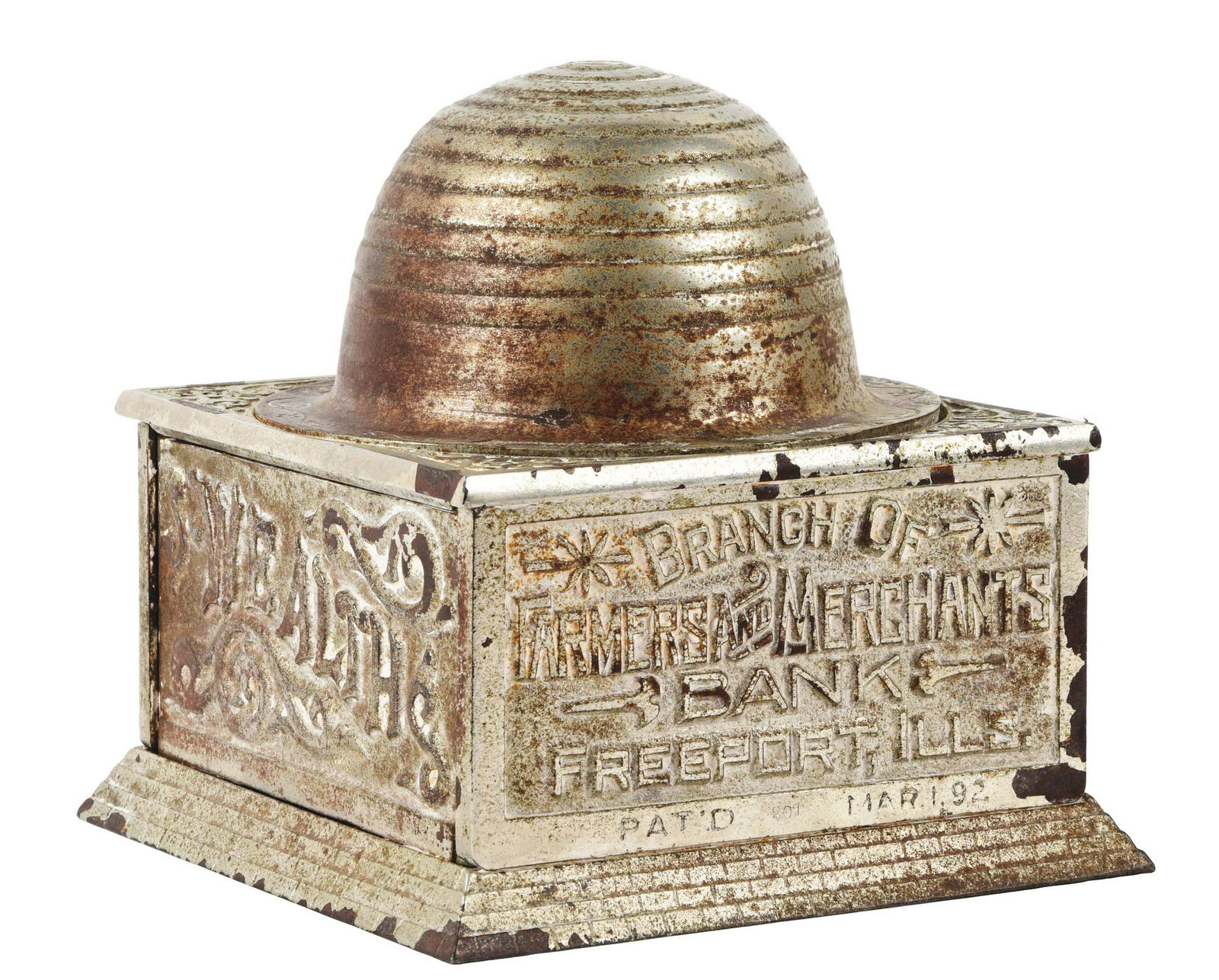 Economy Accumulates Wealth Cast Iron Beehive Bank.