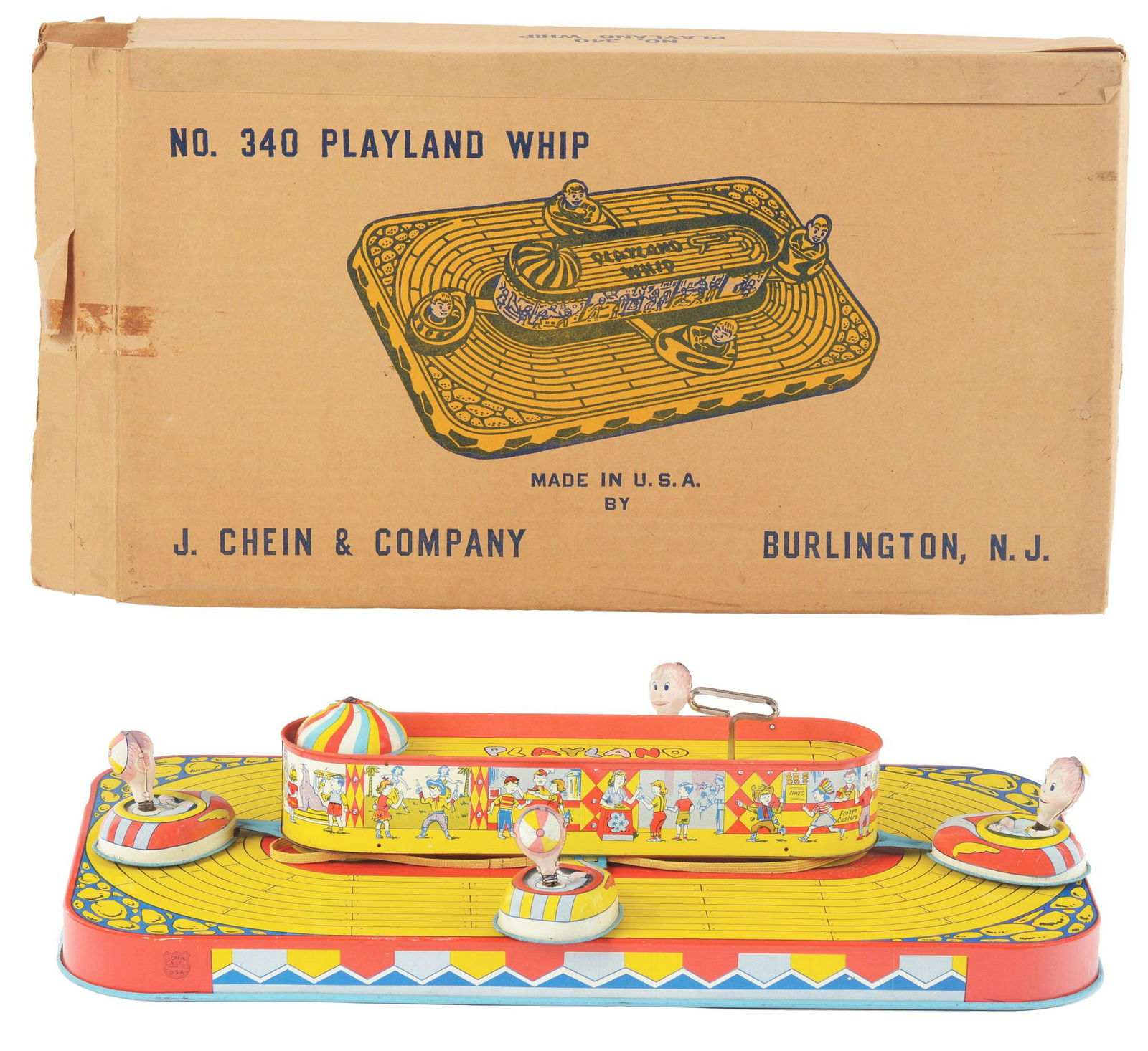 Chein Tin Litho Wind Up Playland Whip Toy.