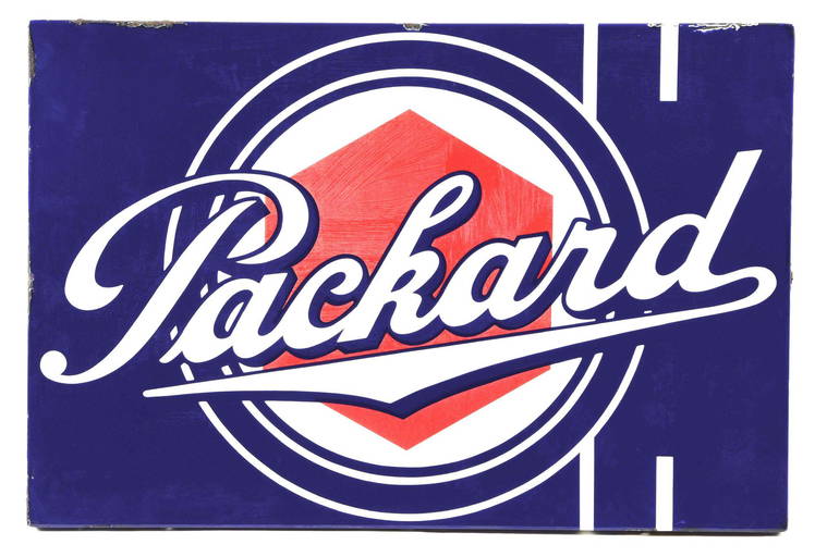 Packard Motor Cars Porcelain Sign W/ Self Framed Edge.