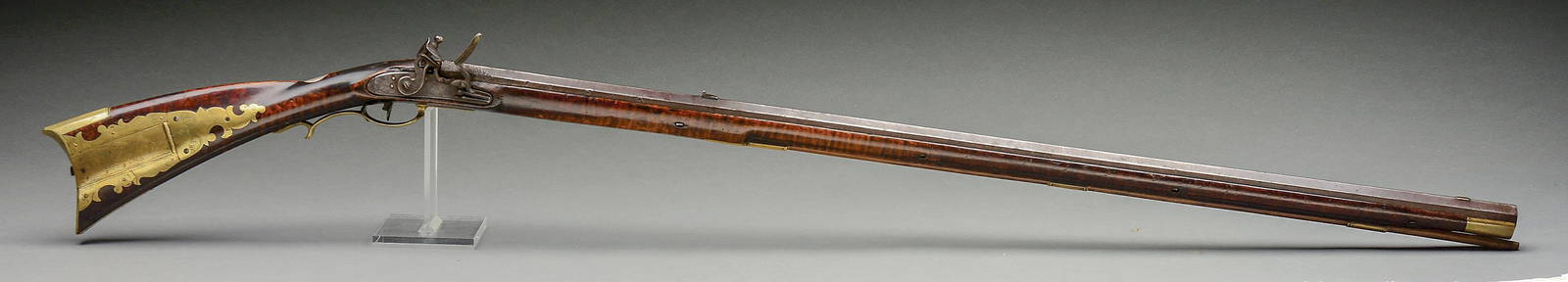 (a) Carved Berks County Flintlock Rifle Attributed To