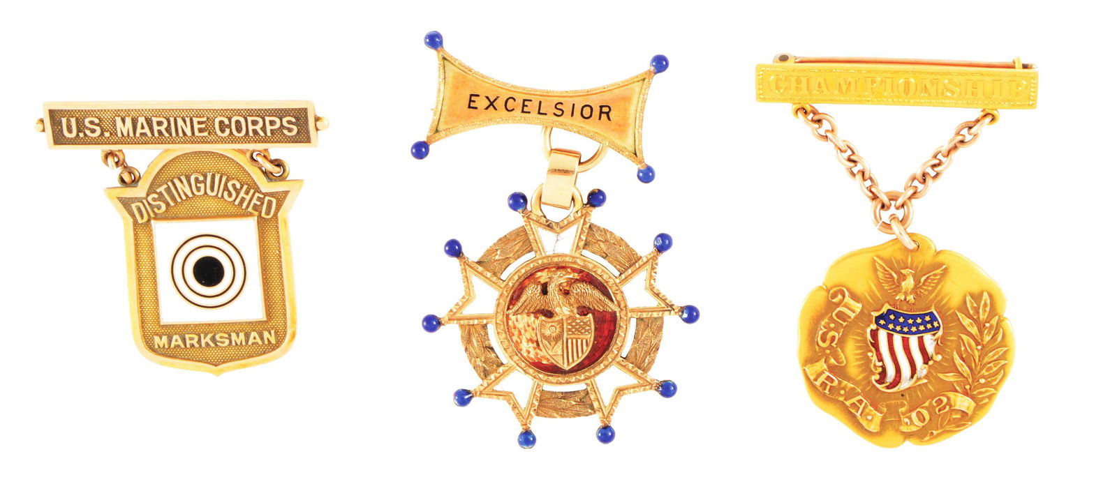 LOT OF 3: 14K 1966 USMC DISTINGUISHED MARKSMAN BADGE, - Dec 10, 2019 ...