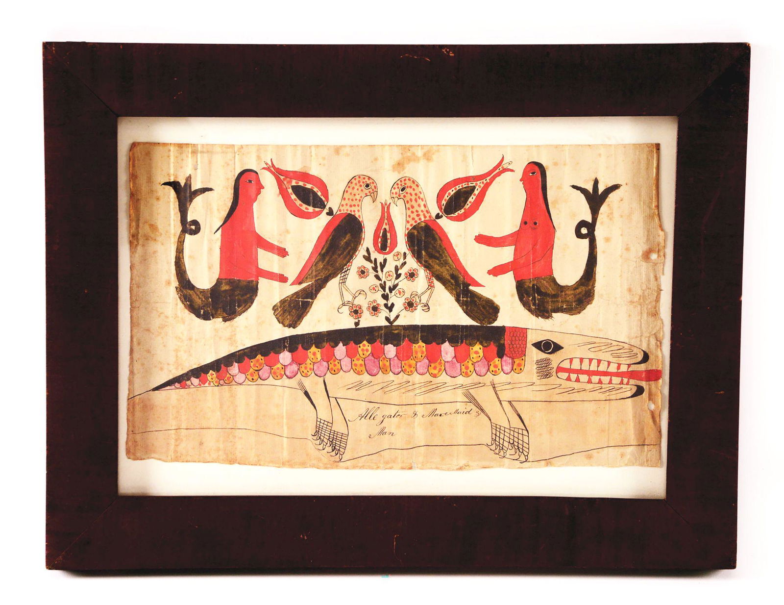 For Auction: DRAWING OF AN ALLIGATOR AND TWO MERMAIDS. POSSIBLY BY ...