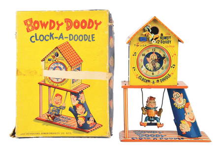 Bandai Tin Litho Wind Up Howdy Doody Clock A Doodle.