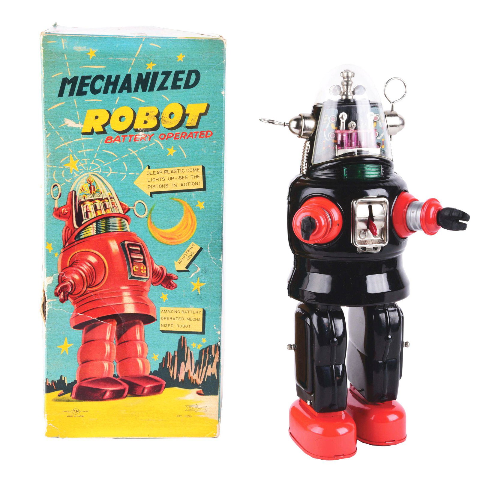 Japanese Tin Litho Battery Operated Mechanized Robot.