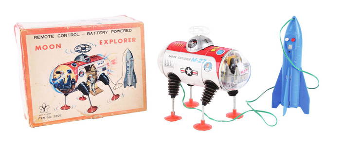 Japanese Tin Litho And Plastic Battery Operated Moon Explorer Robot.