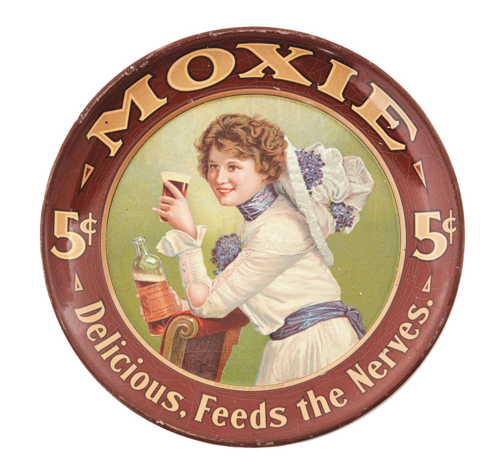 For Auction: LARGE SIZE MOXIE TIP TRAY WITH SELDOM SEEN GRAPHIC. (#2225 ...
