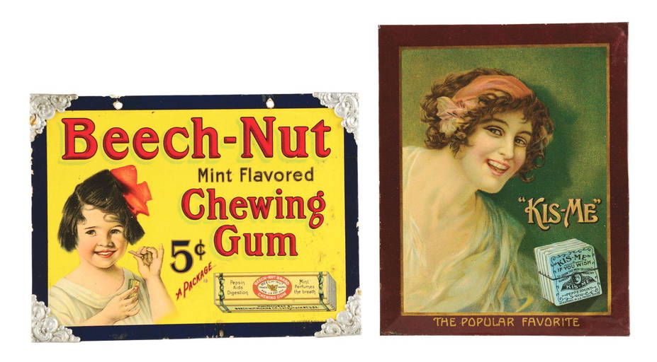 Lot Of 2: Chewing Gum Signs.