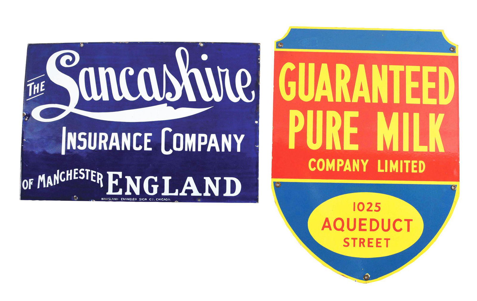 LOT OF 2: MILK AND INSURANCE PORCELAIN SIGNS. - Jun 21, 2020 | Dan ...