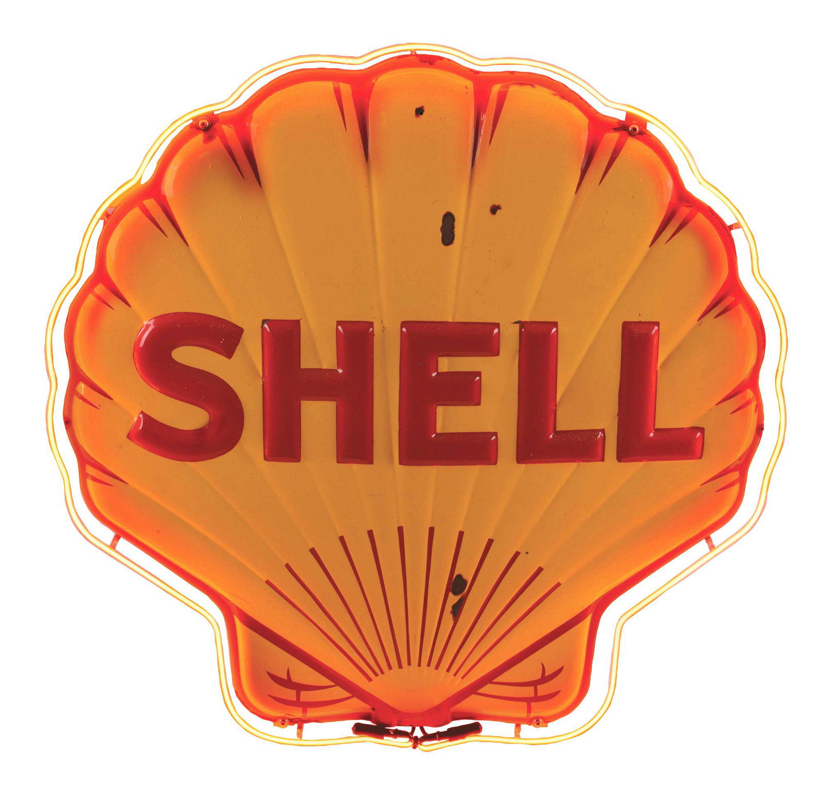 For Auction: SHELL GASOLINE EMBOSSED PORCELAIN CLAMSHELL NEON SIGN ...