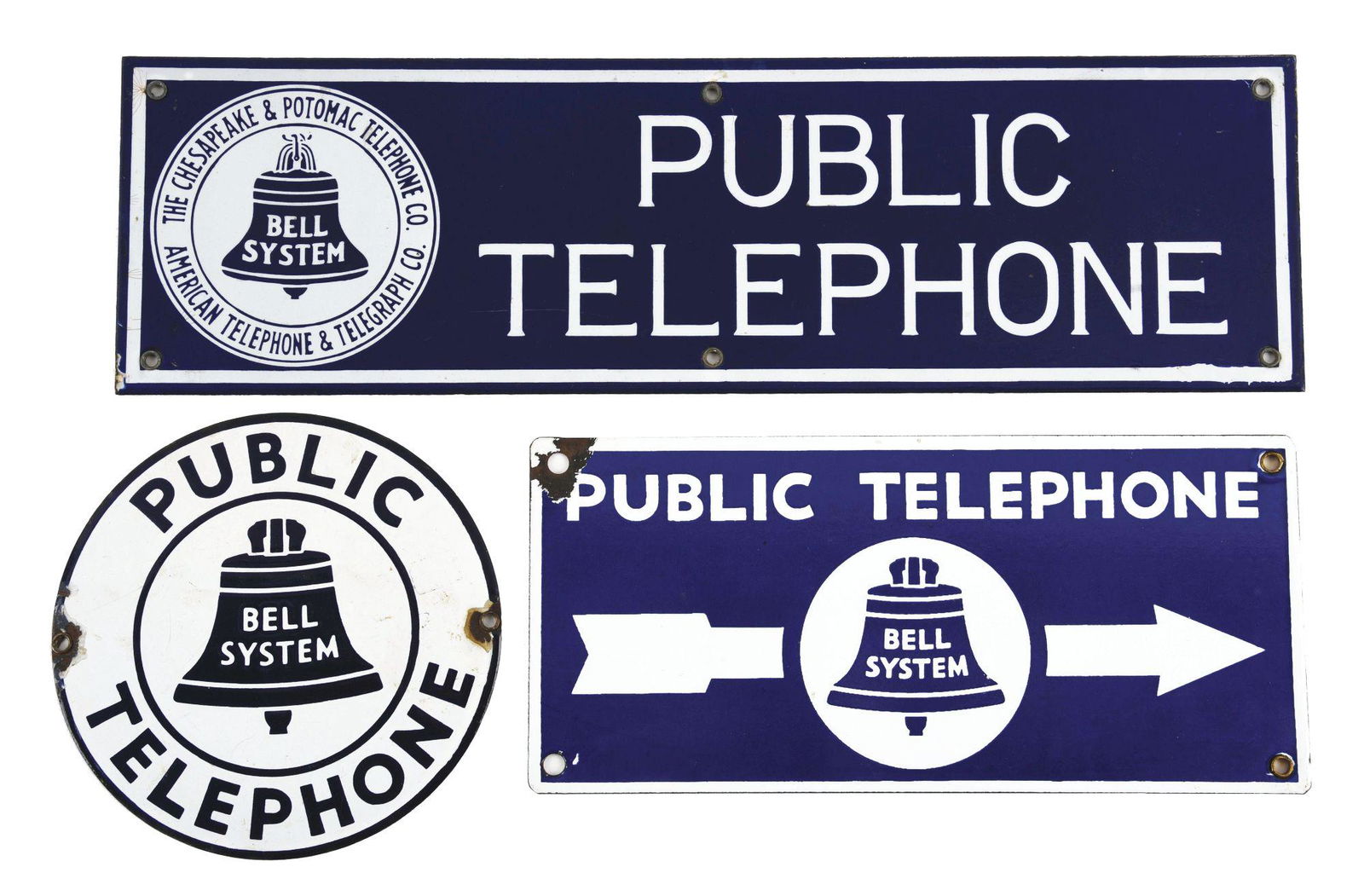 LOT OF THREE: PORCELAIN PUBLIC TELEPHONE SIGNS. - May 14, 2020 | Dan ...