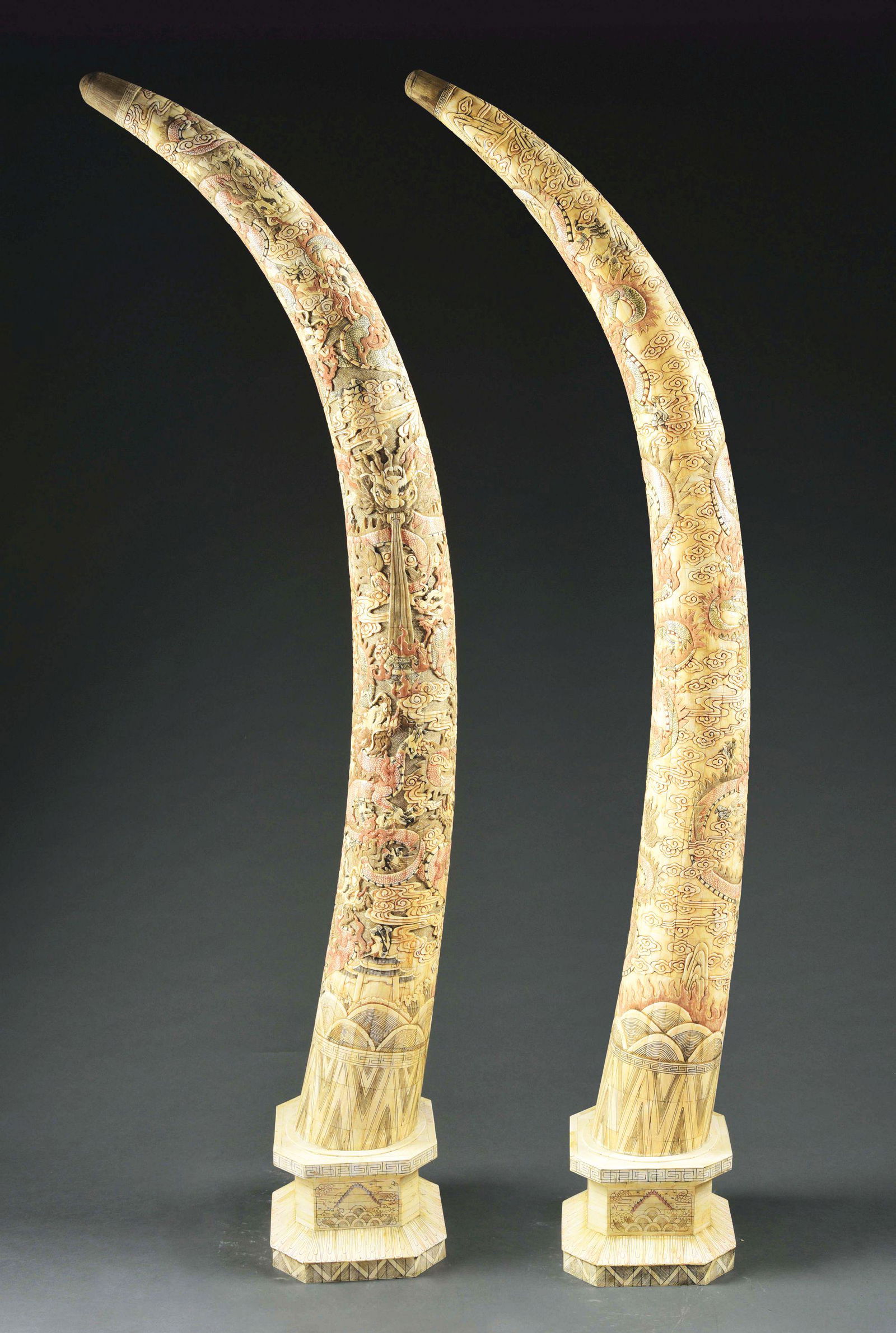 PAIR OF LARGE BONE SCULPTED TUSK WITH INTRICATE CARVED - Jul 14, 2020 ...