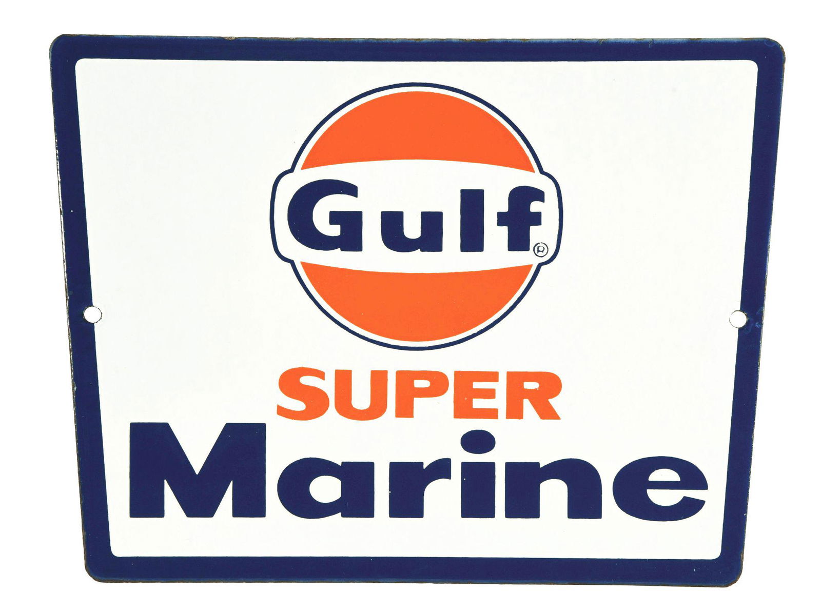 Gulf Super Marine Gasoline Porcelain Pump Sign.