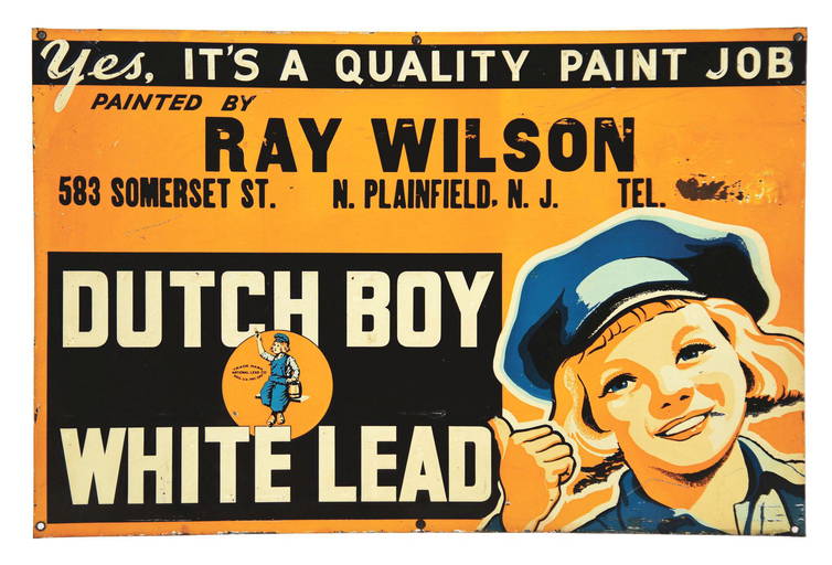 DUTCH BOY WHITE LEAD PAINTS EMBOSSED TIN SIGN W/ BOY - Oct 15, 2020 ...