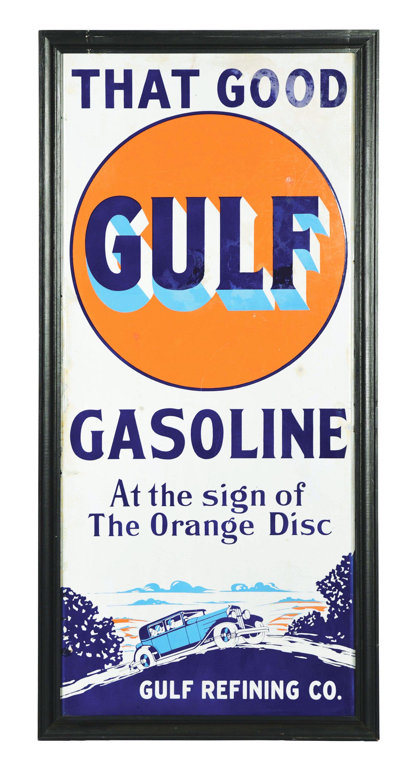That Good Gulf Gasoline Porcelain Lighthouse Sign W/