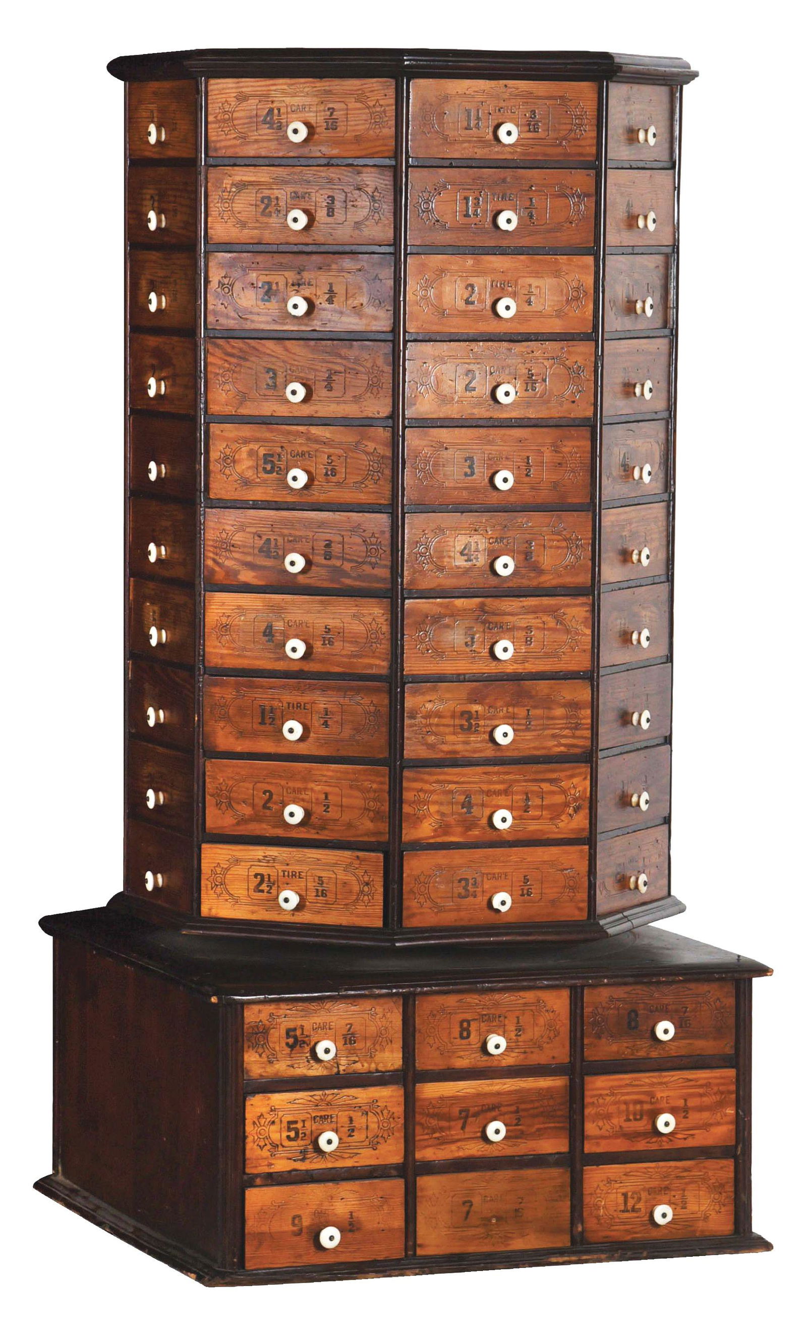 Antique Nut & Bolt Cabinet.