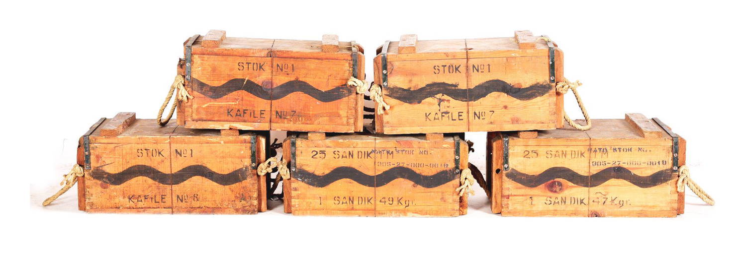 Lot Of 5: Crates Of Turkish 8mm Mauser Ammunition (7000