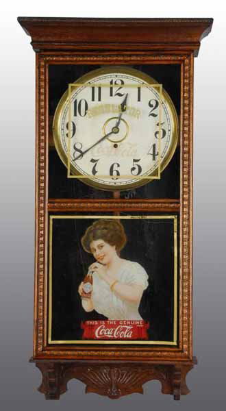 1865: Coca-Cola Regulator Clock with Girl Decal.